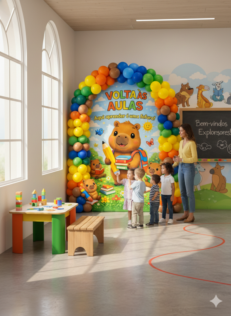 Painel Volta às Aulas – Capivara Fofa – Loja – Prof Rê Descomplica